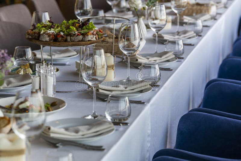 A Table in a Restaurant of Guests Stock Image - Image of tablecloth ...