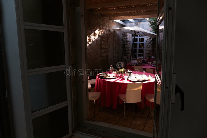 Table at the Restaurant, Israel Stock Image - Image of landmark ...