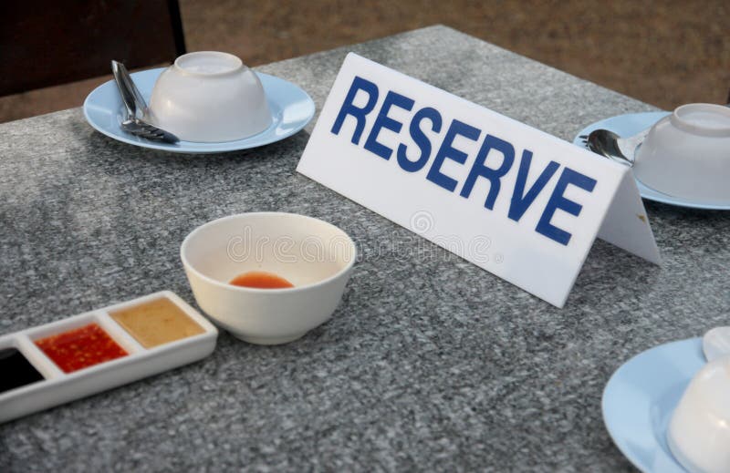 Table of Restaurant in the Reserve. Stock Photo - Image of dish, label ...