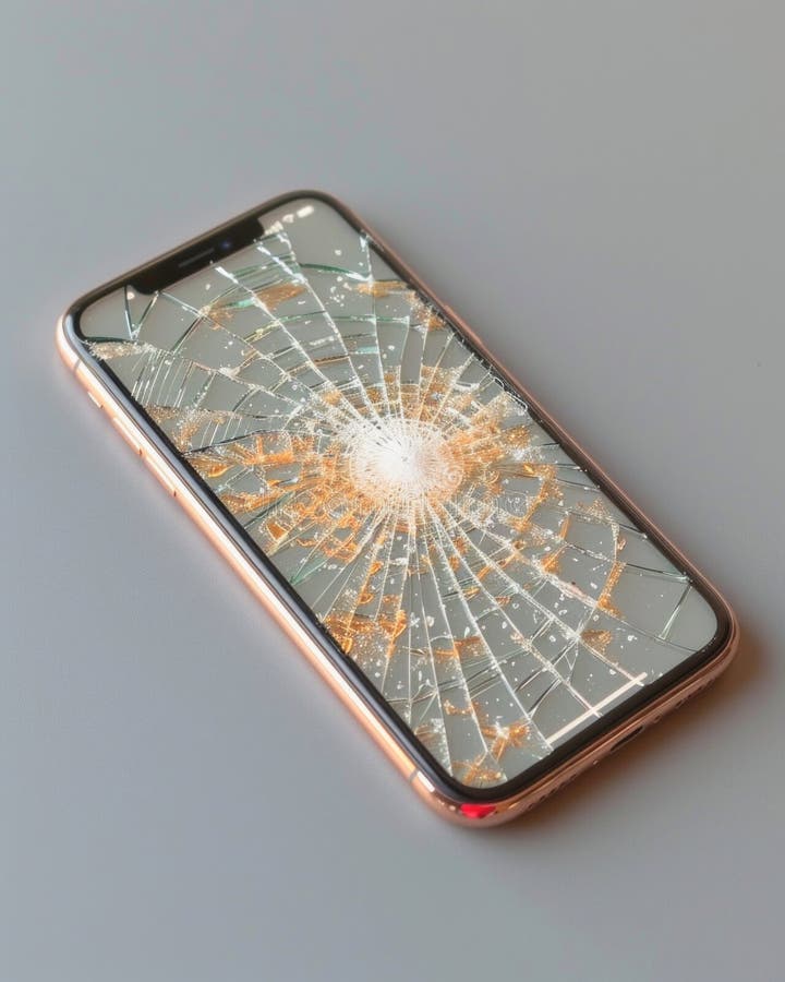 On the Table Rests a Mobile Communication Device, Its Screen Cracked ...