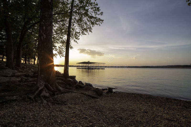 Sunset on the Shores of Table Rock Lake Stock Photo - Image of ...