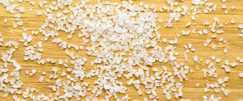 Table Rock Salt Used in Dishes on a Bamboo Background Stock Image ...