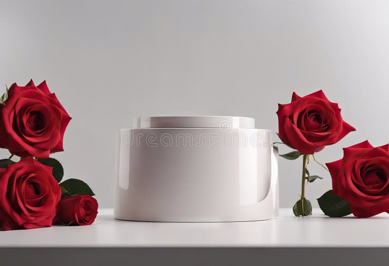 Table Roses Red Space Background Product Presentation Geometric Text ...