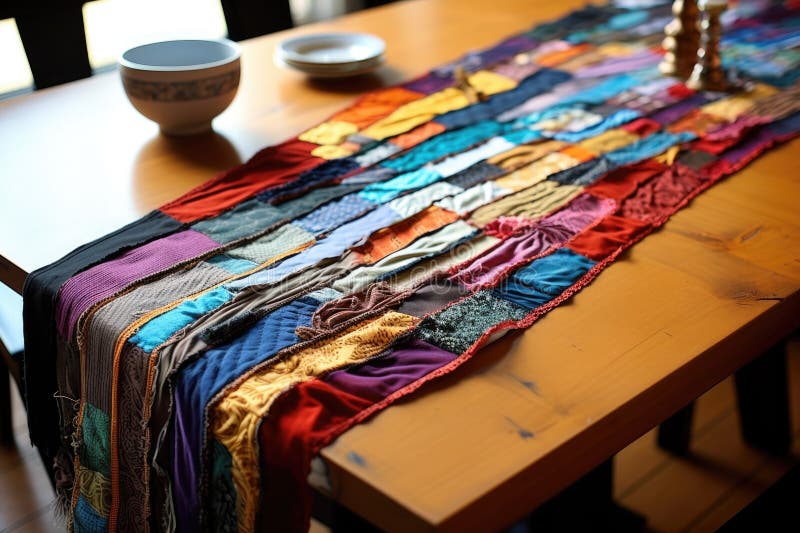 Table Runner Created from Clothing Materials Stock Photo - Image of ...