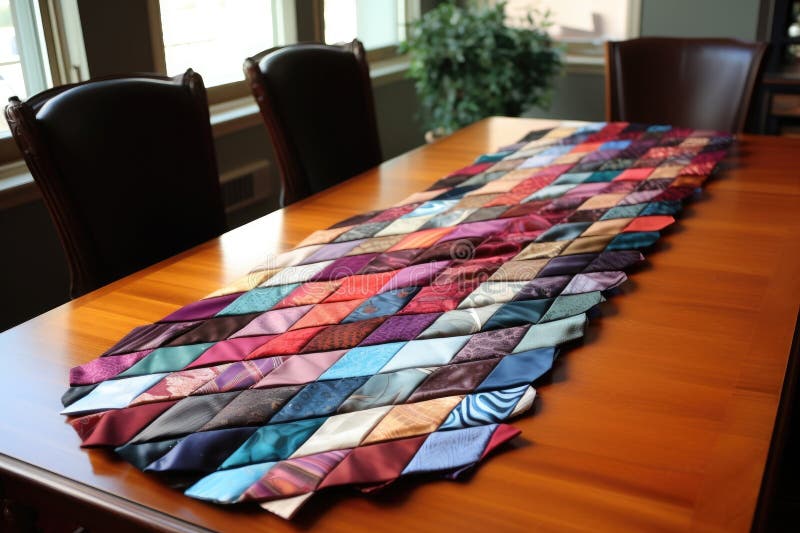 Table Runner Created from Upcycled Neckties Stock Illustration ...