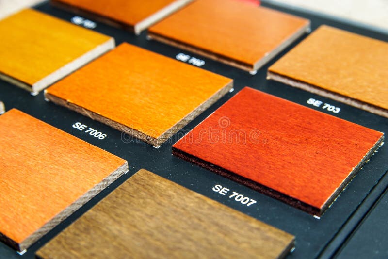 Table of Samples of Veneered Wood Stock Photo - Image of material ...