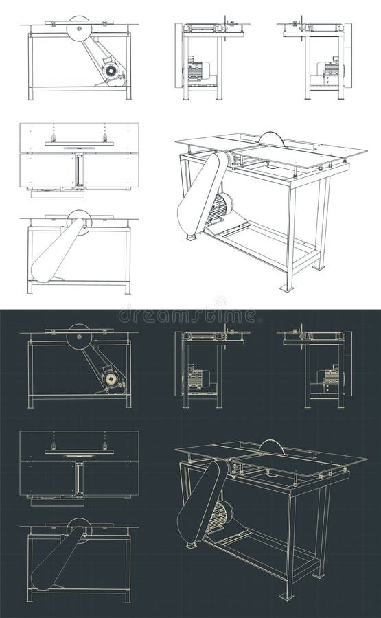 Table saw drawings stock vector. Illustration of isometric - 264083314