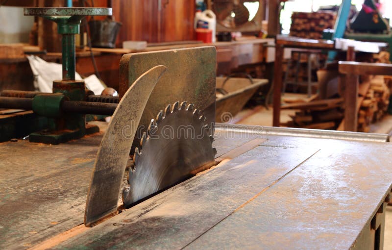 Table saw in workshop stock photo. Image of electric - 79843020