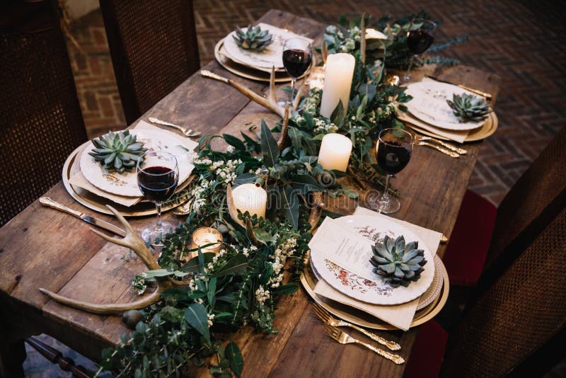 A Table Scape Designed for an Intimate Boho Style Event with Rustic ...