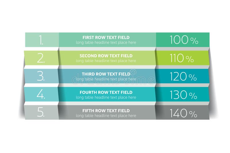 Table, Schedule Design Template with 5 Row. Stock Vector - Illustration ...