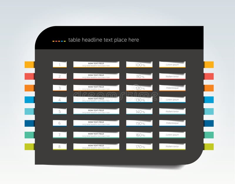 Table, Schedule, Infographic Design Template with 8 Row Stock Vector ...