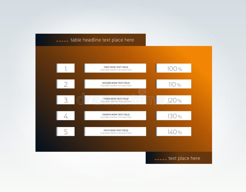 Table, Schedule, Infographic Design Template with 5 Row. Stock Vector ...