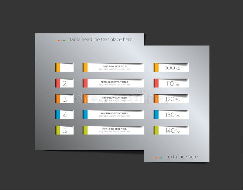 Table, Schedule, Infographic Design Template with 5 Row. Stock Vector ...