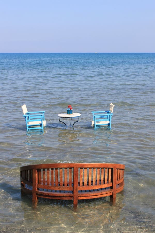 Table in the sea stock photo. Image of lounge, table - 20373112