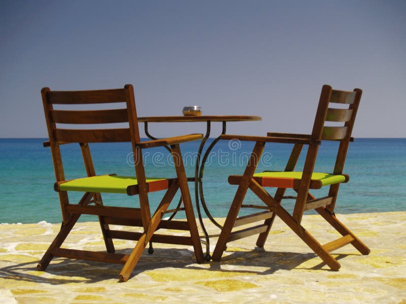 Table at the sea stock image. Image of turquoise, folding - 7276109