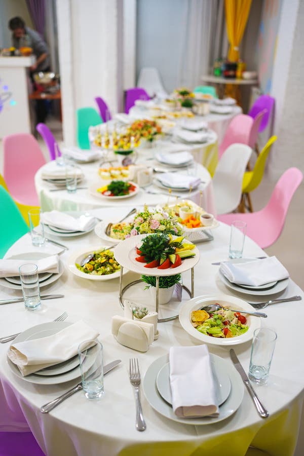 Table Served Assorted Canapes for the Festive Table. Catering Services ...