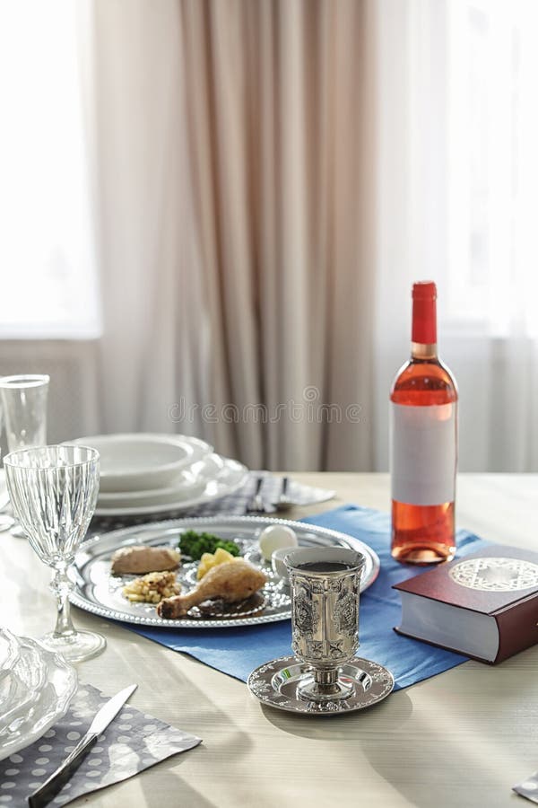 Table Served for Passover Pesach Seder, Space for Text Stock Photo ...