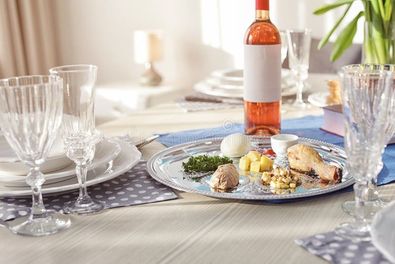 Table Served for Passover Pesach Stock Image - Image of drink, meal ...
