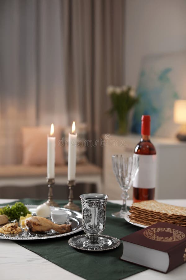 Table Served for Passover Pesach Seder, Space for Text Stock Photo ...
