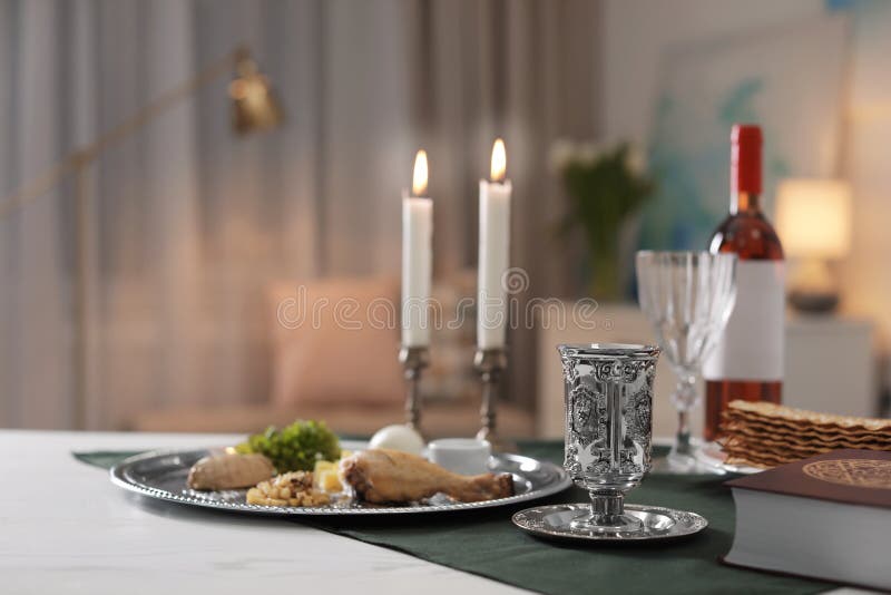 Table Served for Passover Pesach Seder Stock Image - Image of glass ...