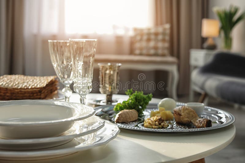 Table Served for Passover Pesach Seder, Space for Text Stock Photo ...
