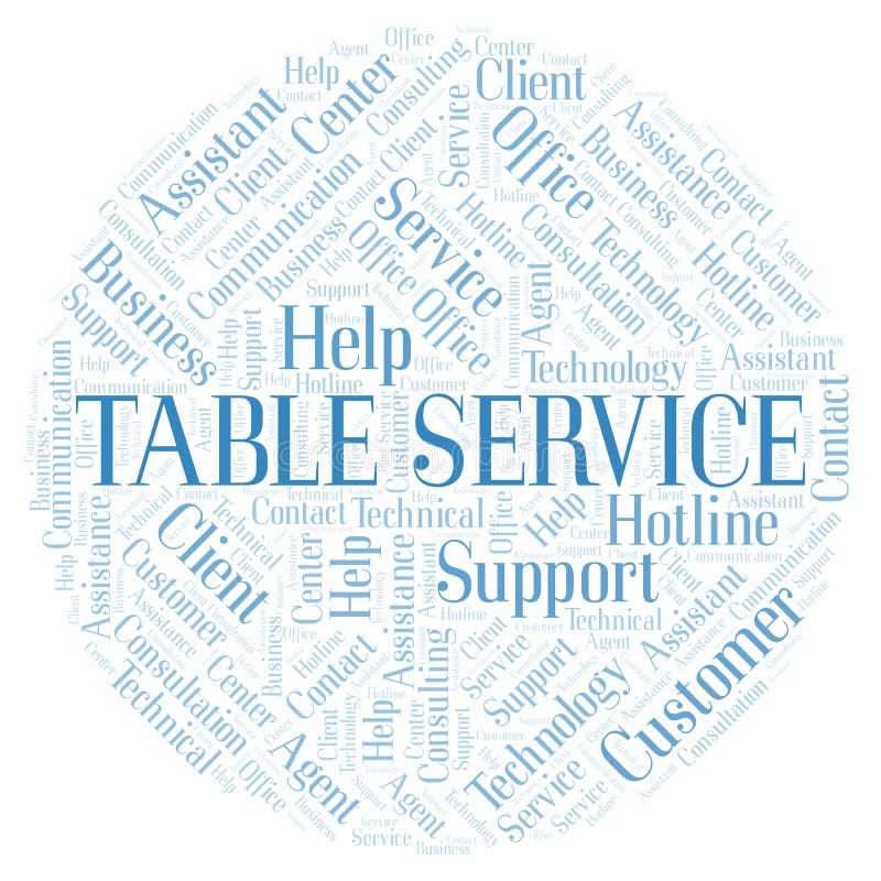 Table Service word cloud. stock illustration. Illustration of text ...