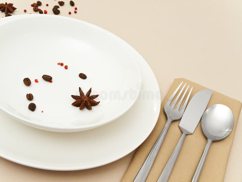 Table serving stock image. Image of spoon, plate, dinner - 15004199