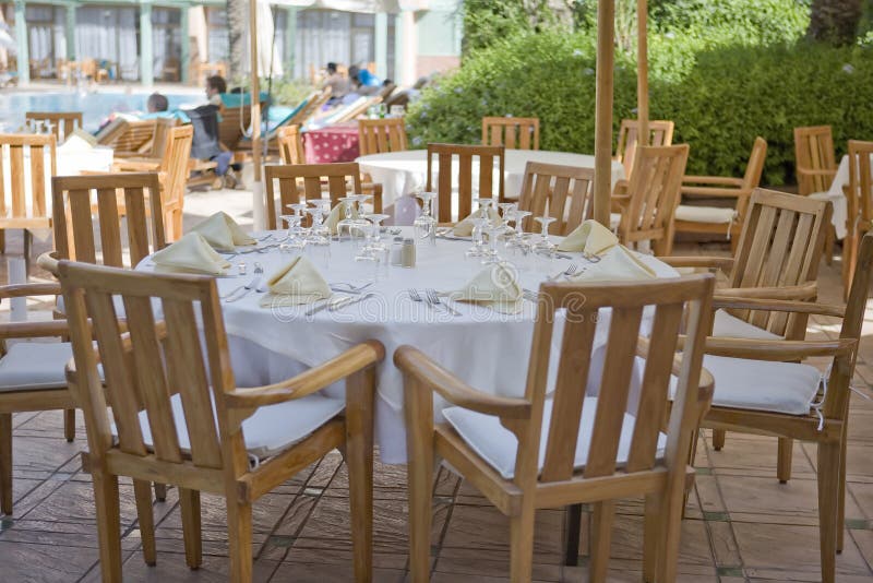 Table set stock image. Image of pool, holidays, restaurant - 2693335