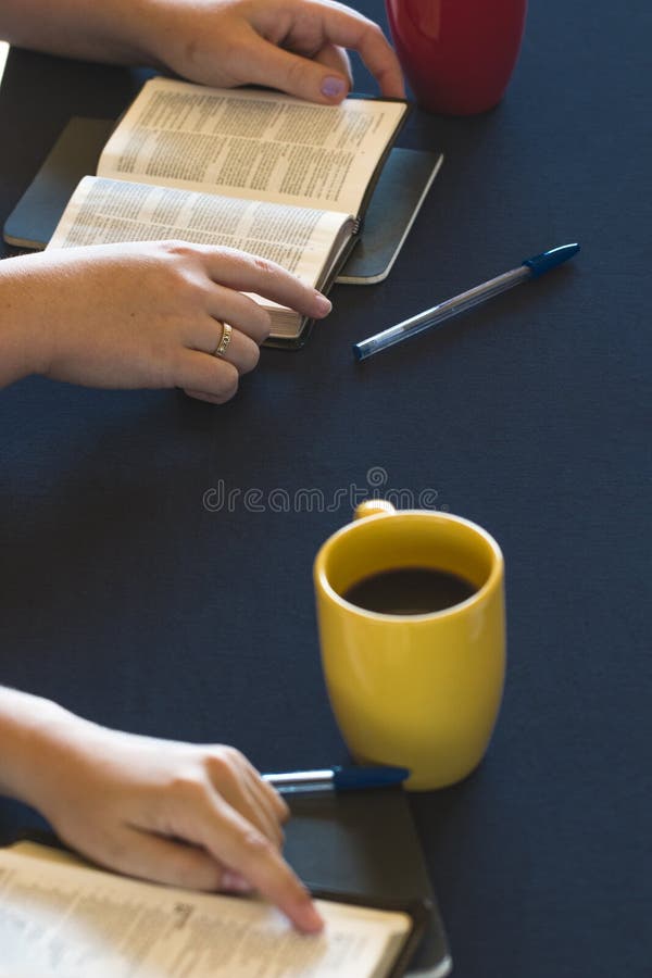 Table Set for a Bible Study As People Search the Scriptures Stock Photo ...
