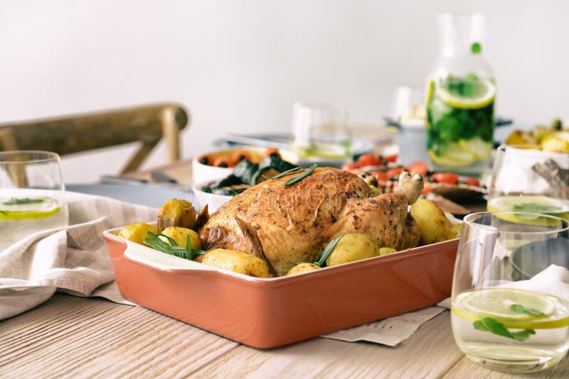 Table Set for Big Family Dinner Stock Image - Image of dish, drink ...