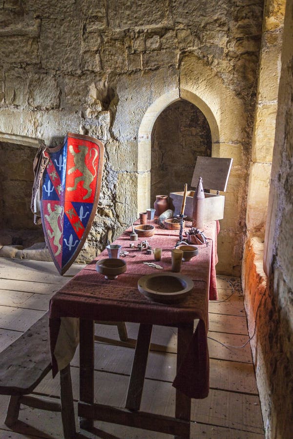 A Table Set in Bodiam Castle Stock Photo - Image of table, inside ...
