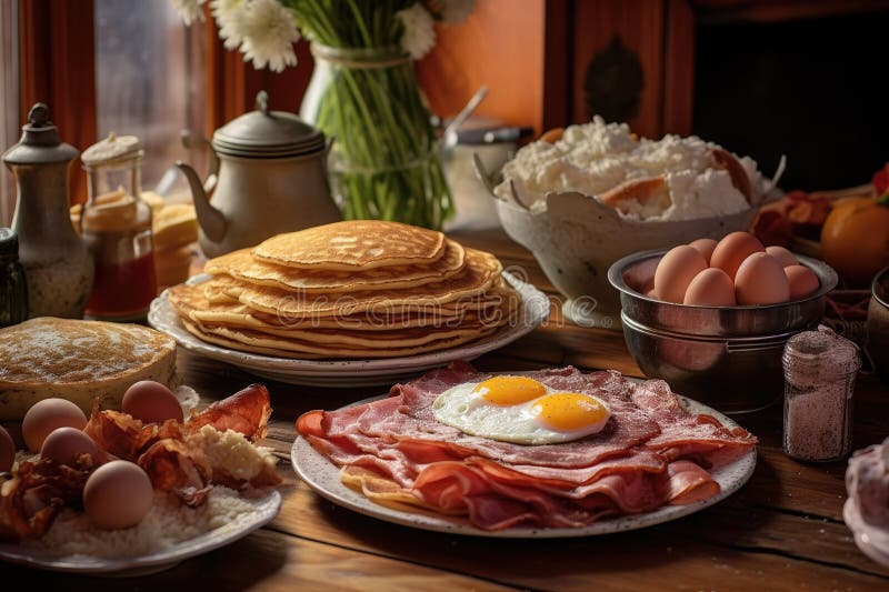 Brunch Spread stock illustration. Illustration of bacon - 282610856