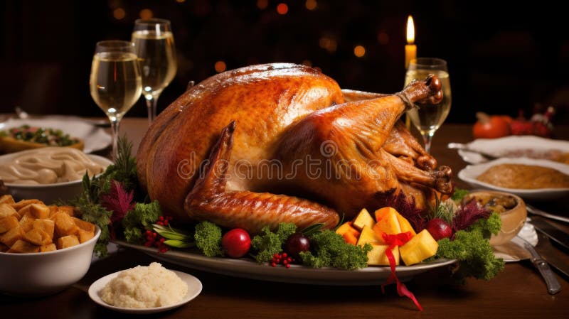 A Table Set for a Christmas Feast with All the Trimmings is Captured ...