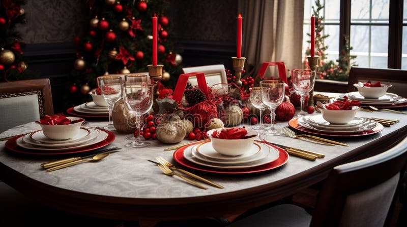 Table Set for Christmas Lunch Stock Photo - Image of 2022, happy: 297628722
