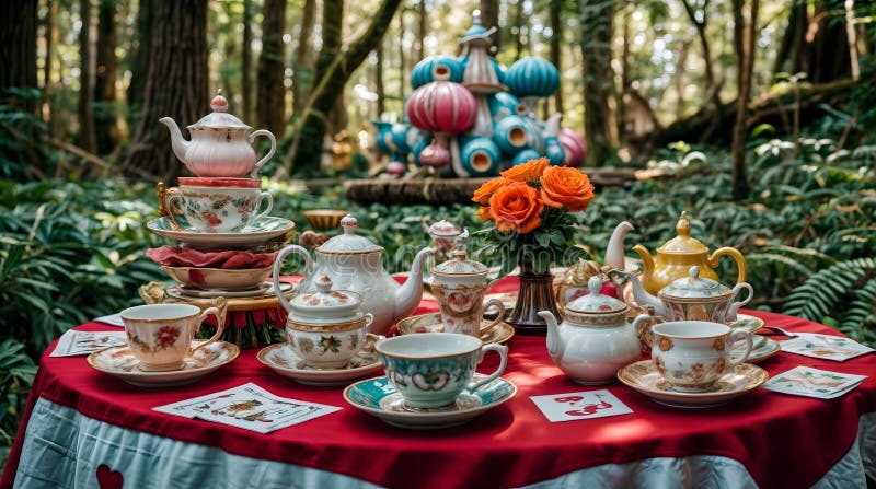 Ai Generated. Table Set for Colorful Tea Party Stock Illustration ...