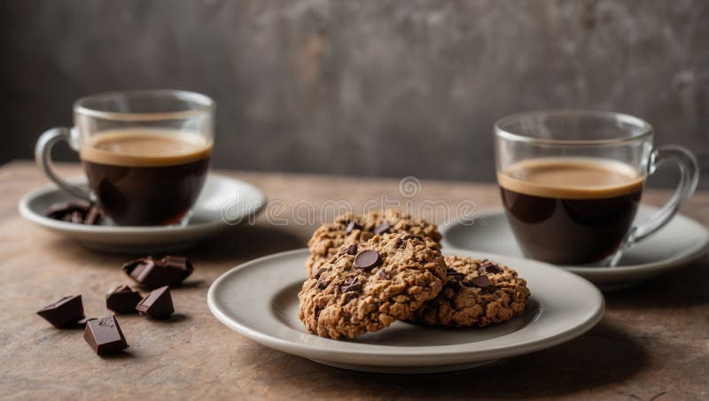 Table Set with Cookies, Coffee, and Chocolate Bars for a Cozy Snack ...
