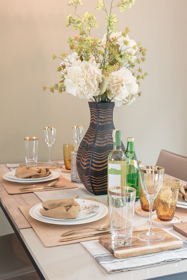 Table set on dining table stock photo. Image of dishware - 87522864