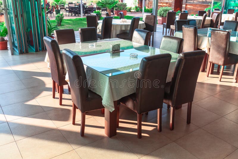 Table Set for Dinner in a Restaurant Stock Photo - Image of furniture ...