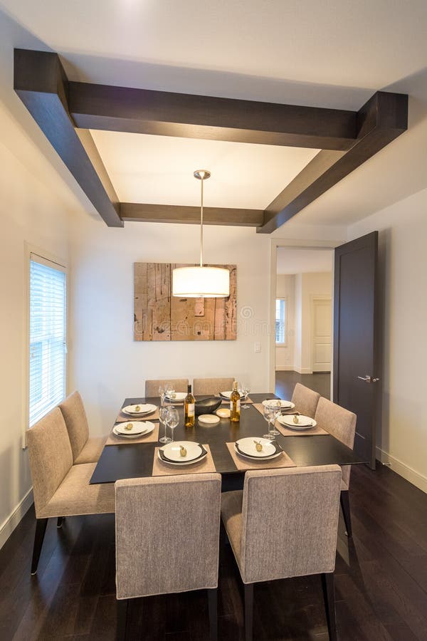 Table Set for Dinner in a Spacious Dining Room Stock Photo - Image of ...