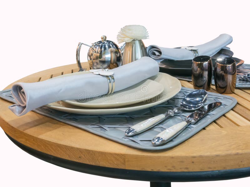 Table Set for Eating( with Clipping Path) Stock Photo - Image of path ...