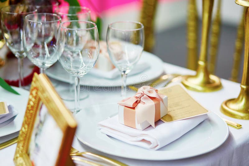 Table Set for an Event with Compliment for Guests Stock Photo - Image ...