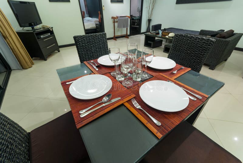 Table Set for an Event in Living Room Stock Photo - Image of formal ...