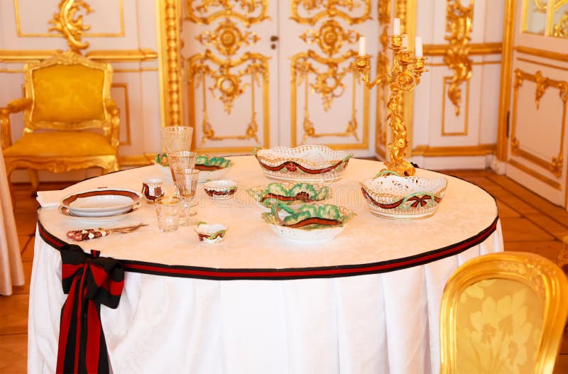 Royal dinner table stock photo. Image of details, dishes - 35772180