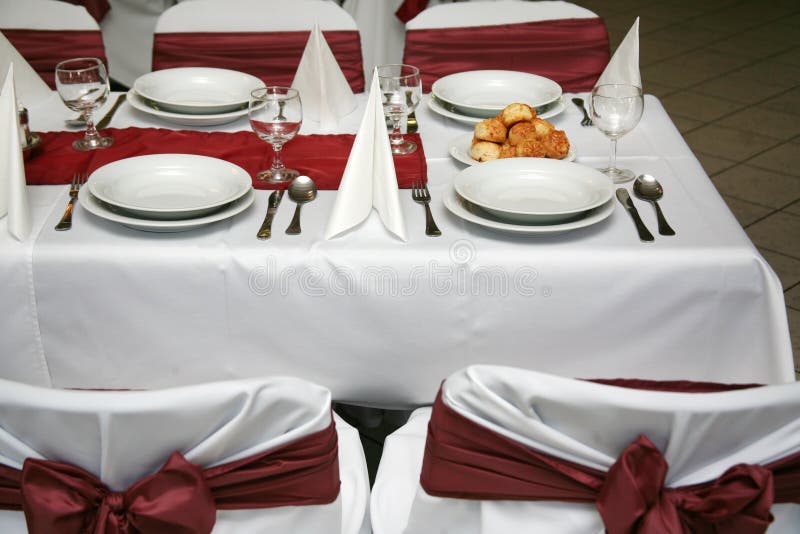 Table Set for an Event Party or Wedding Stock Image - Image of utensils ...