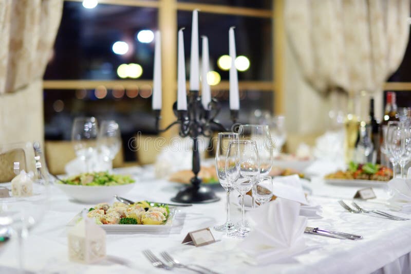 Table Set for an Event Party or Wedding Reception Stock Photo - Image ...