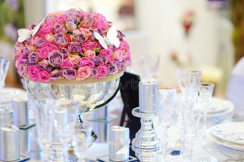 Table Set for an Event Party or Wedding Reception Stock Photo - Image ...