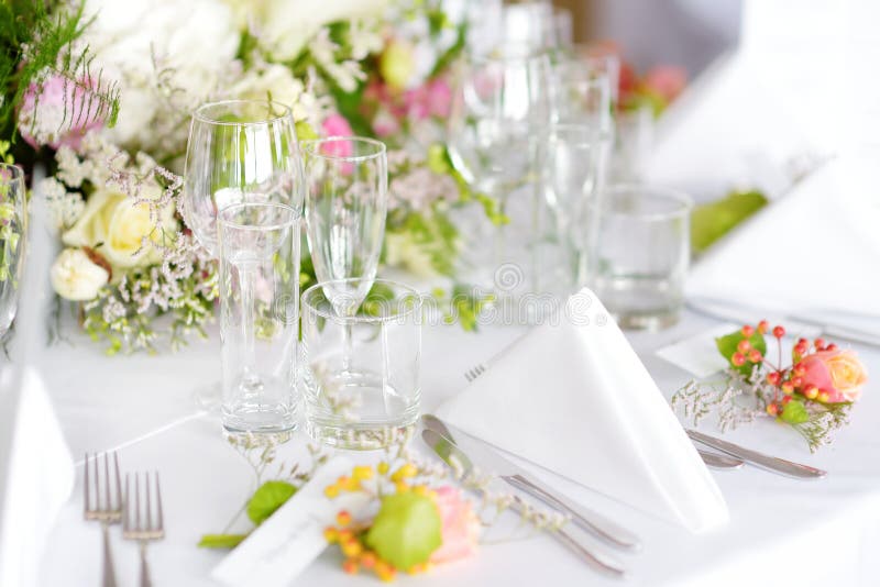 Table Set for an Event Party or Wedding Reception Stock Photo - Image ...