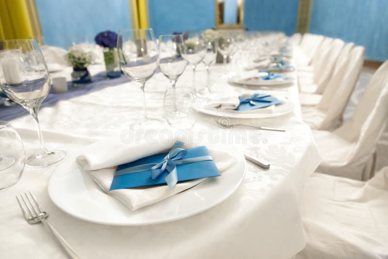 Table Set for an Event Party or Wedding Reception Stock Photo - Image ...