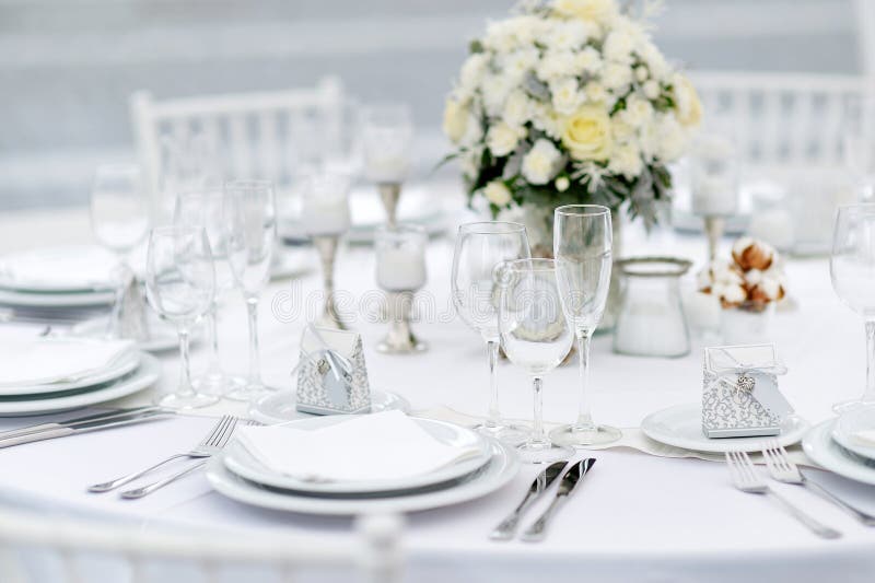 Table Set for an Event Party or Wedding Reception Stock Photo - Image ...