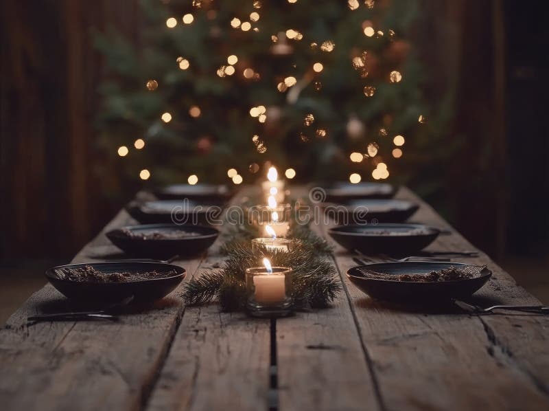 The Table is Set for a Feast with Festive Decorations and a Welcoming ...
